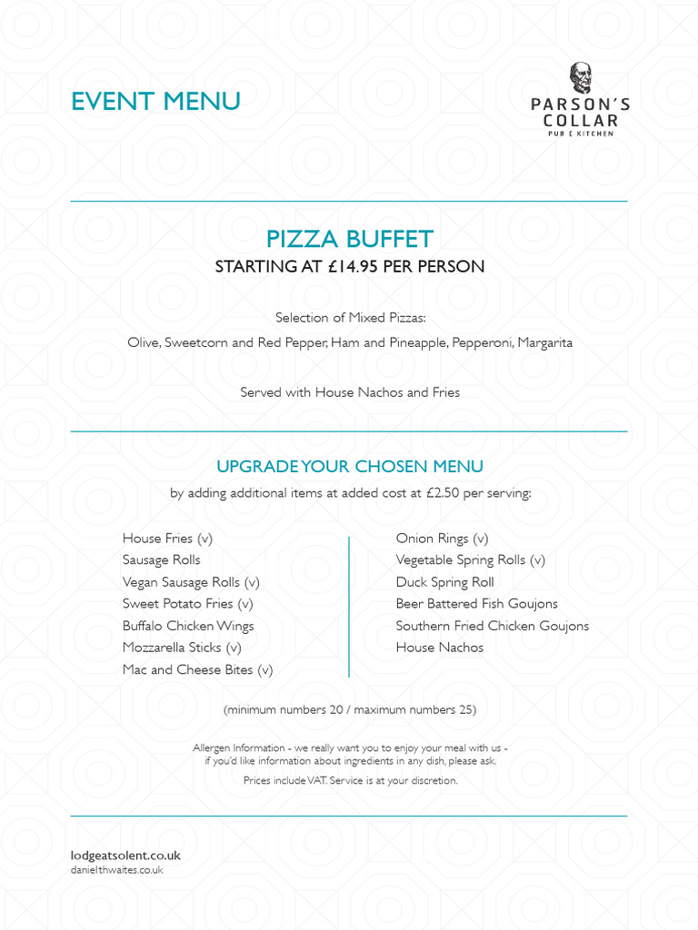 Parson's Collar Event Menu Options | PDF