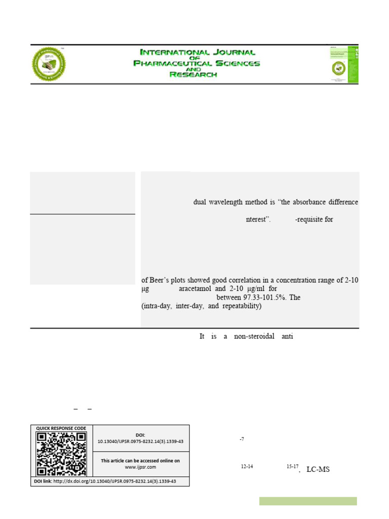 31 Vol 14 Issue 3 March 2023 IJPSR RA 17447 | PDF | Spectrophotometry ...