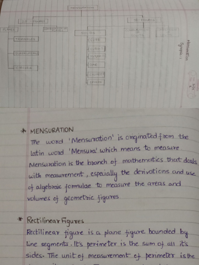 Mensuration Synopsis 1 | PDF
