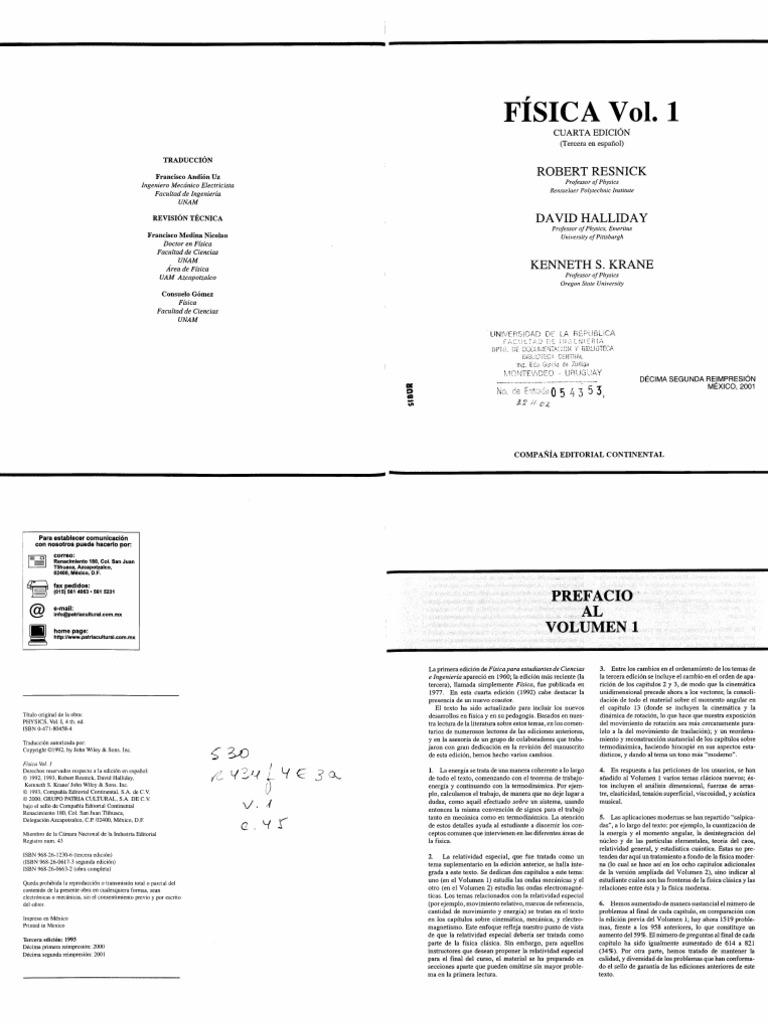 Fisica - Resnick, Halliday (Volumen 1) | PDF