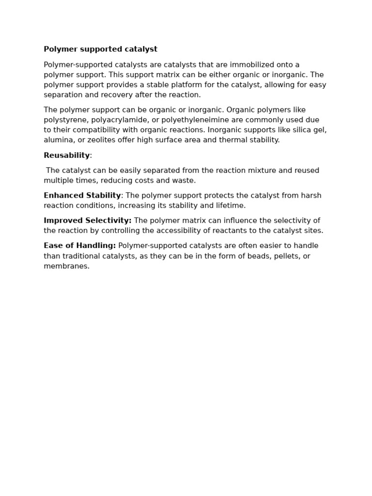 Polymer Supported Catalyst | PDF