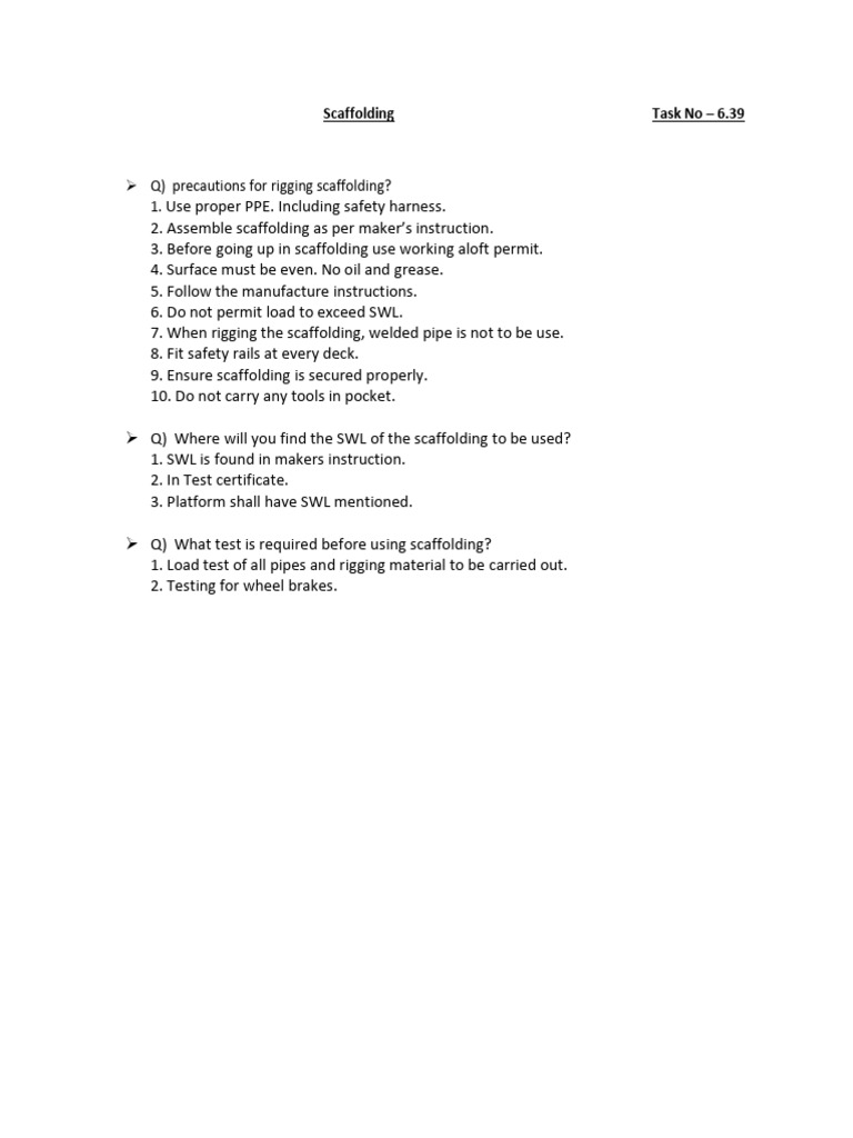 Task No 6.39 Scaffolding | PDF