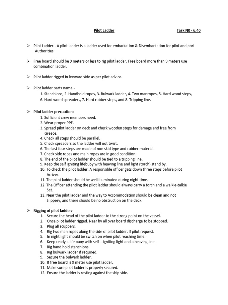 Task No 6.40 Pilot Ladder | PDF | Rope