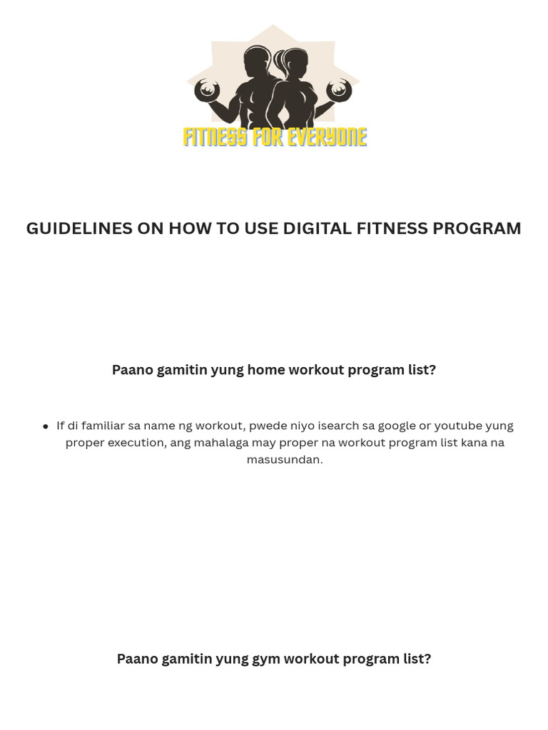 2) Guidelines On How To Use Digital Fitness Program | PDF
