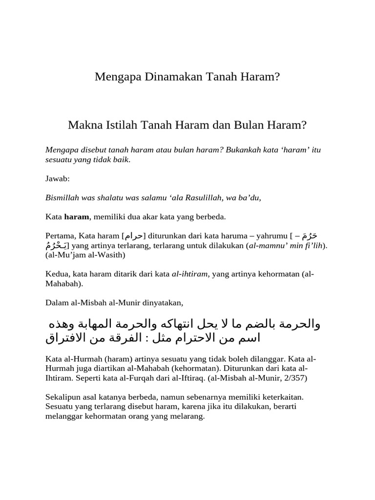 Makna dan Alasan Tanah Haram | PDF