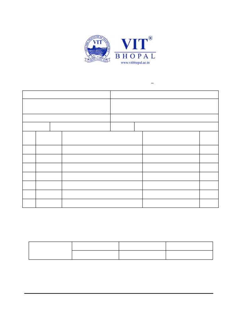 Arrear Exam Application Form VIT Bhopal | PDF