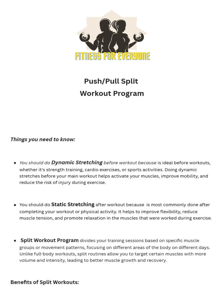 17) Push - Pull Split Workout Program. | PDF | Strength Training ...