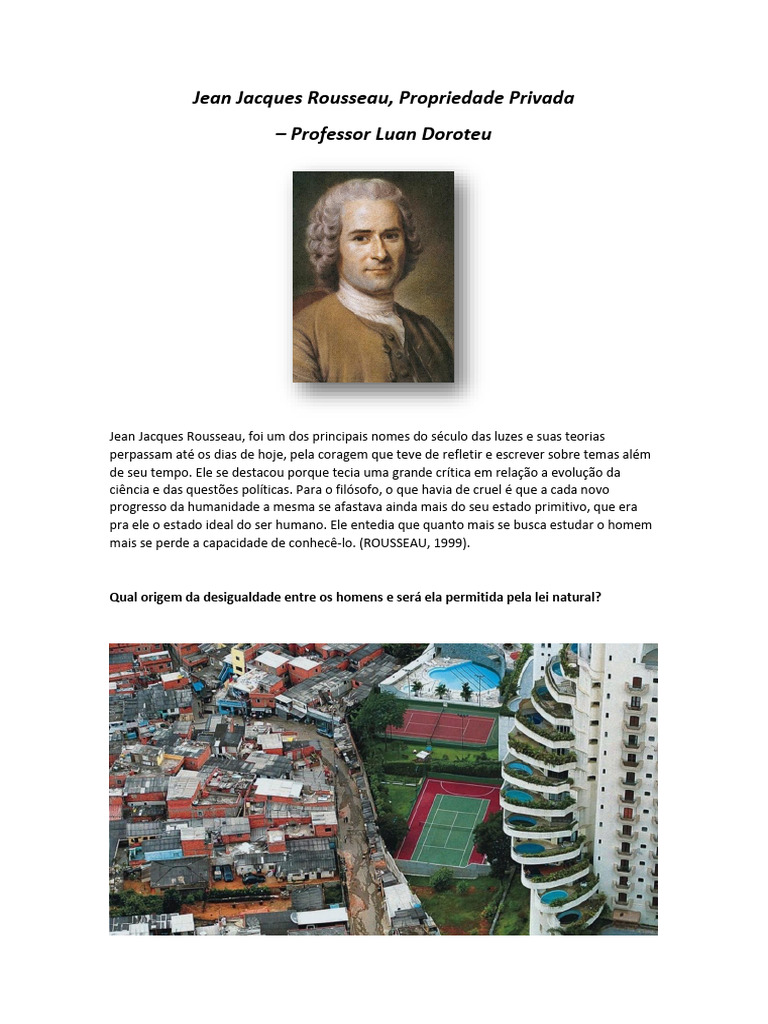 Propriedade Privada em Rousseau | PDF | Jean-Jacques Rousseau ...