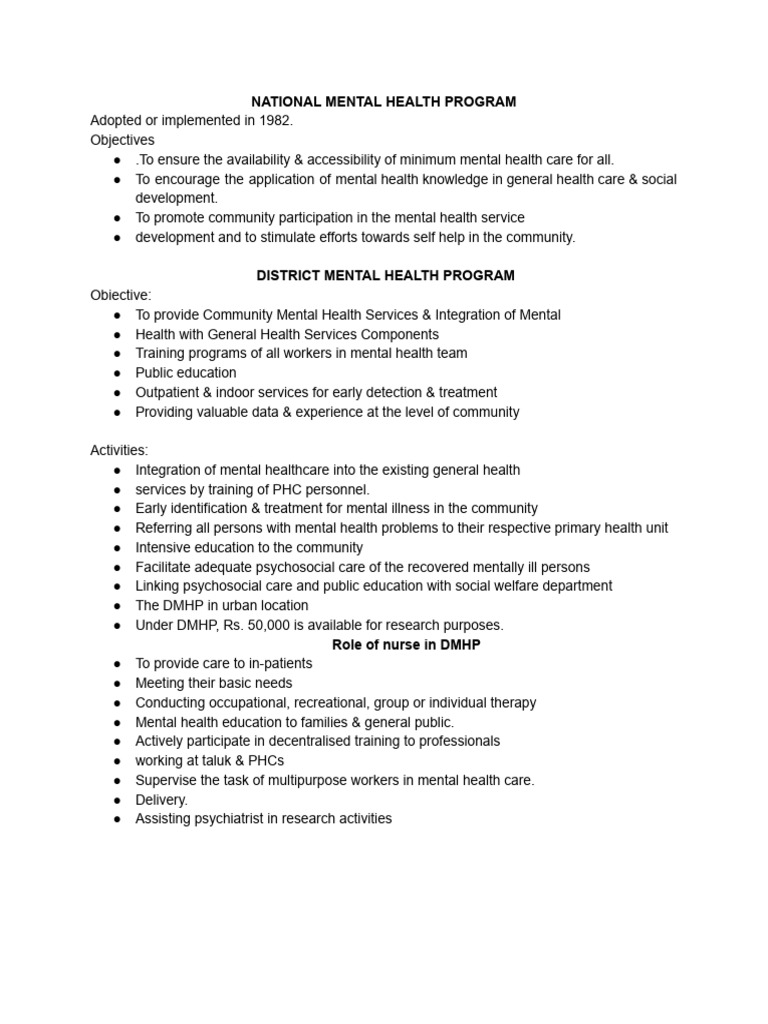 Mental Health Program | PDF