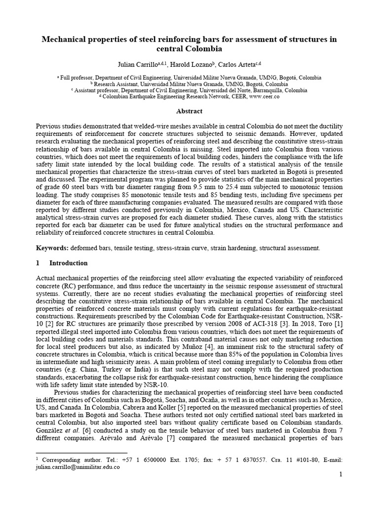 Mechanical - Properties - Steel - Bars - Central - Colombia Lect3 | PDF | Strength Of Materials ...