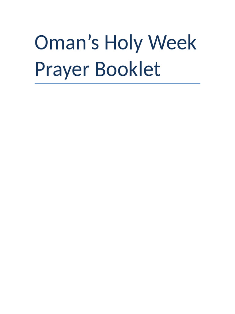 Oman Holy Week Prayer Booklet | PDF | Lord's Prayer | Jesus