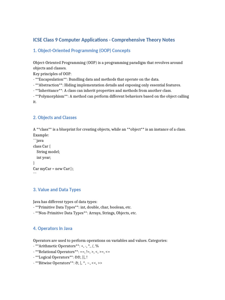 ICSE Class9 Computer Theory Notes | PDF