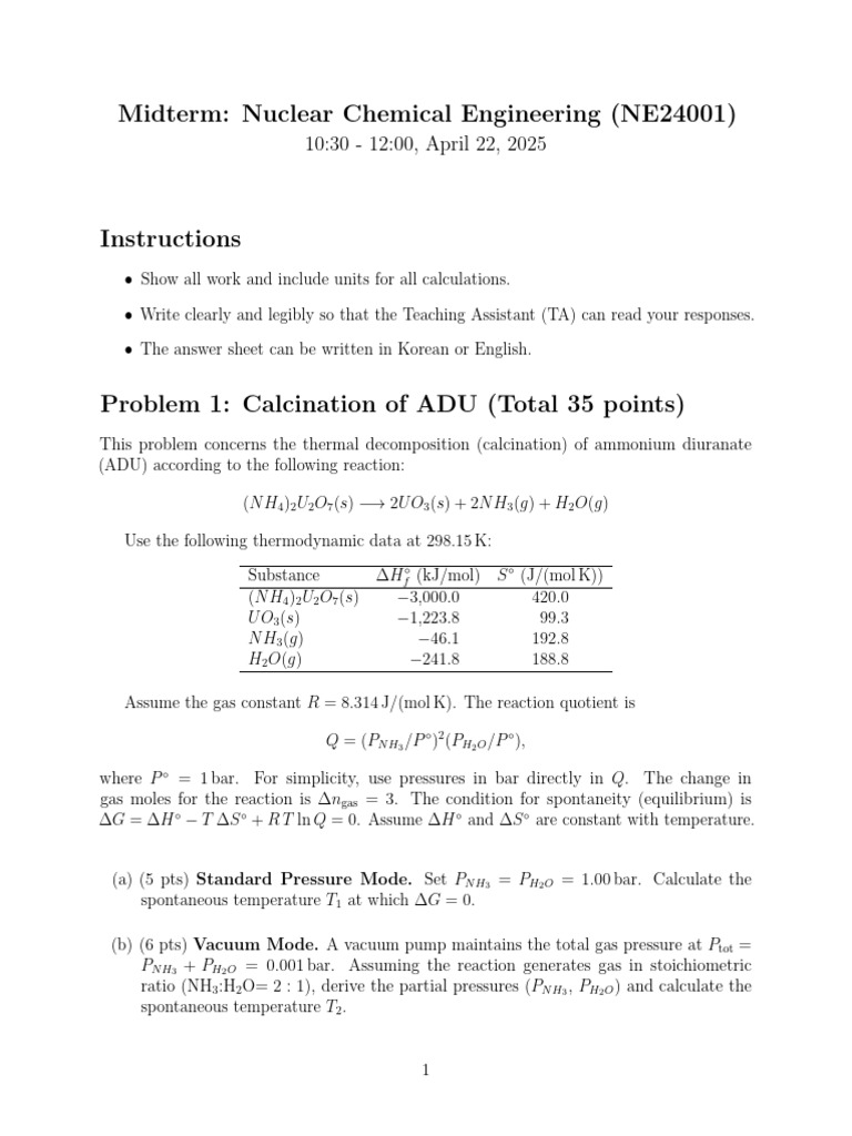Midterm Problems | PDF | Gases | Applied And Interdisciplinary Physics