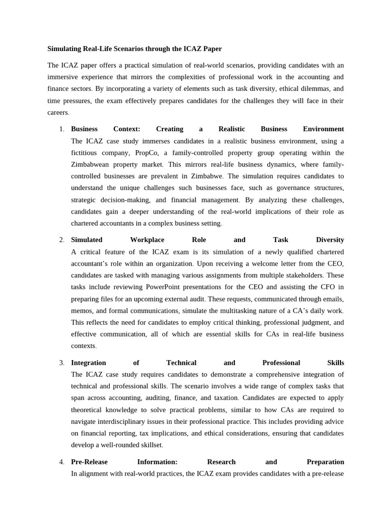 ICAZ Exam: Real-World Simulation for CAs | PDF | Simulation | Decision ...
