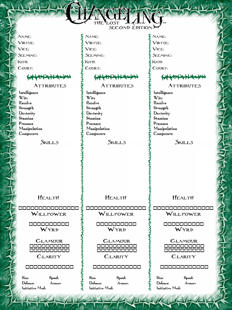 Lost Second Edition Character Sheet | PDF