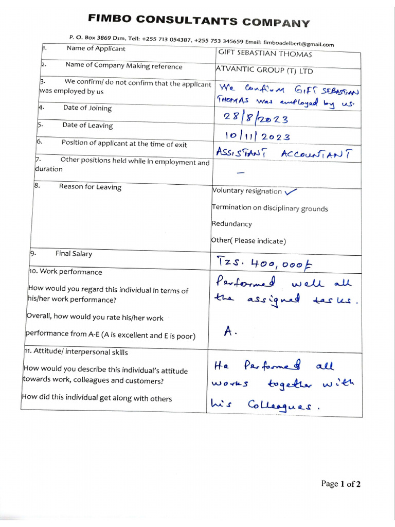 Gift Thomas Verification Form | PDF