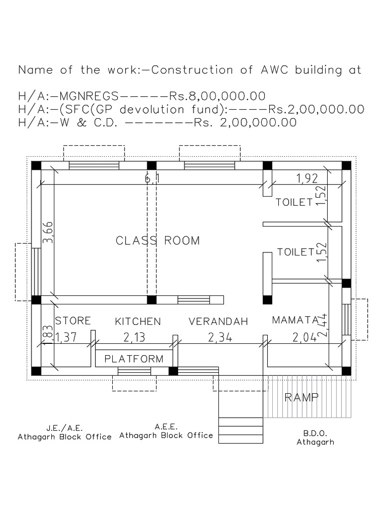 Drawing Awc Building Athagarh Block | PDF
