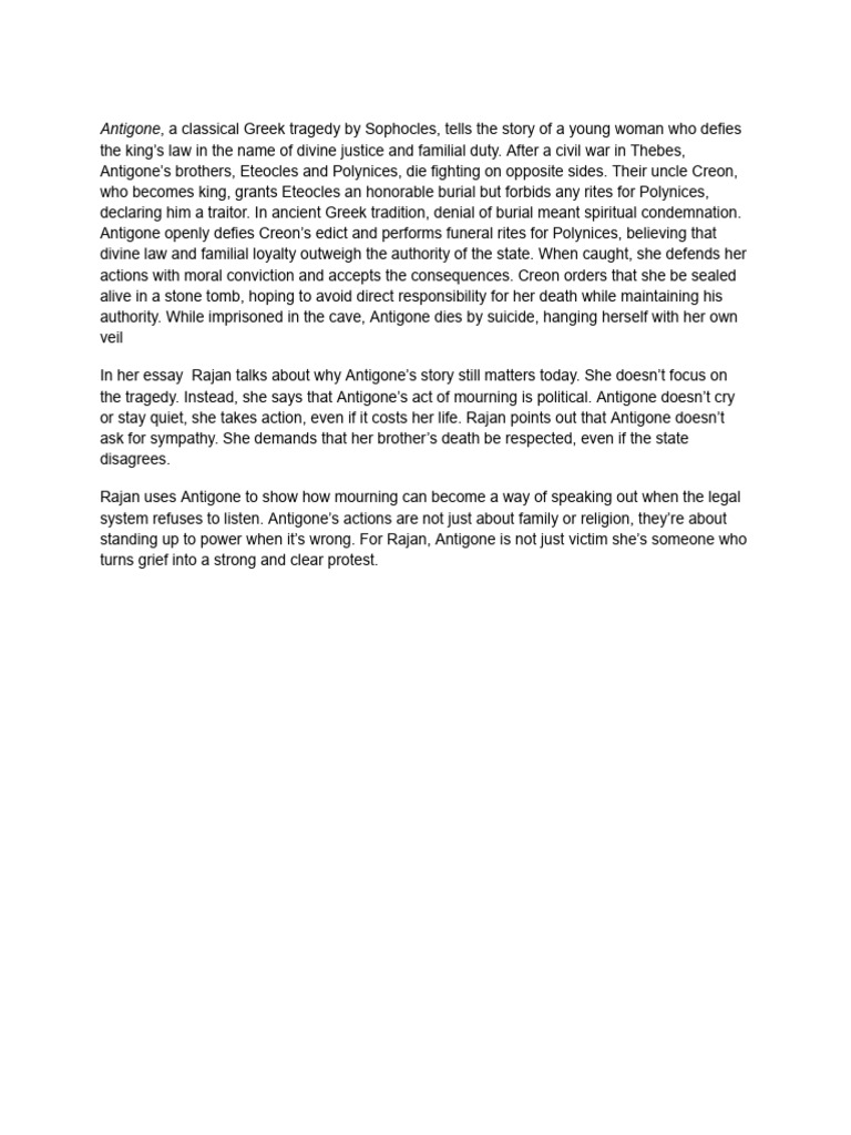 Antigone: Defiance and Mourning Explained | PDF