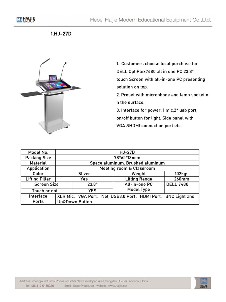 Digital Podium Specifications Overview | PDF | Personal Computers ...