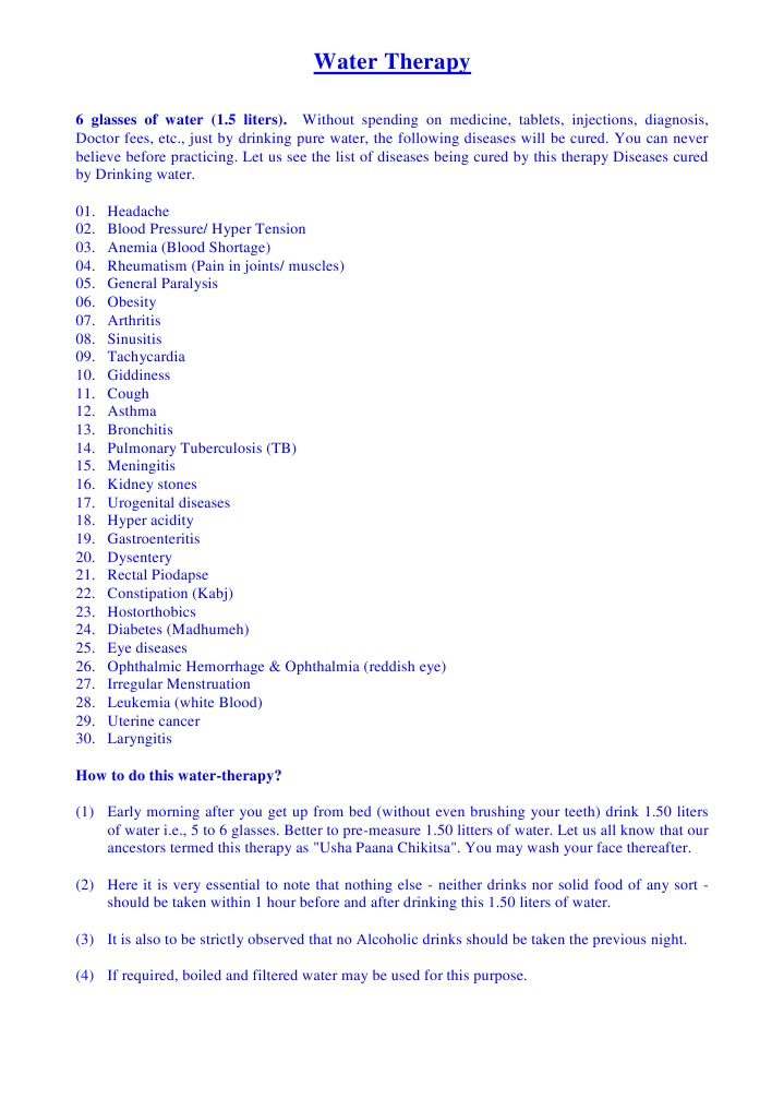 Water Therapy | PDF | Tuberculosis | Hypertension
