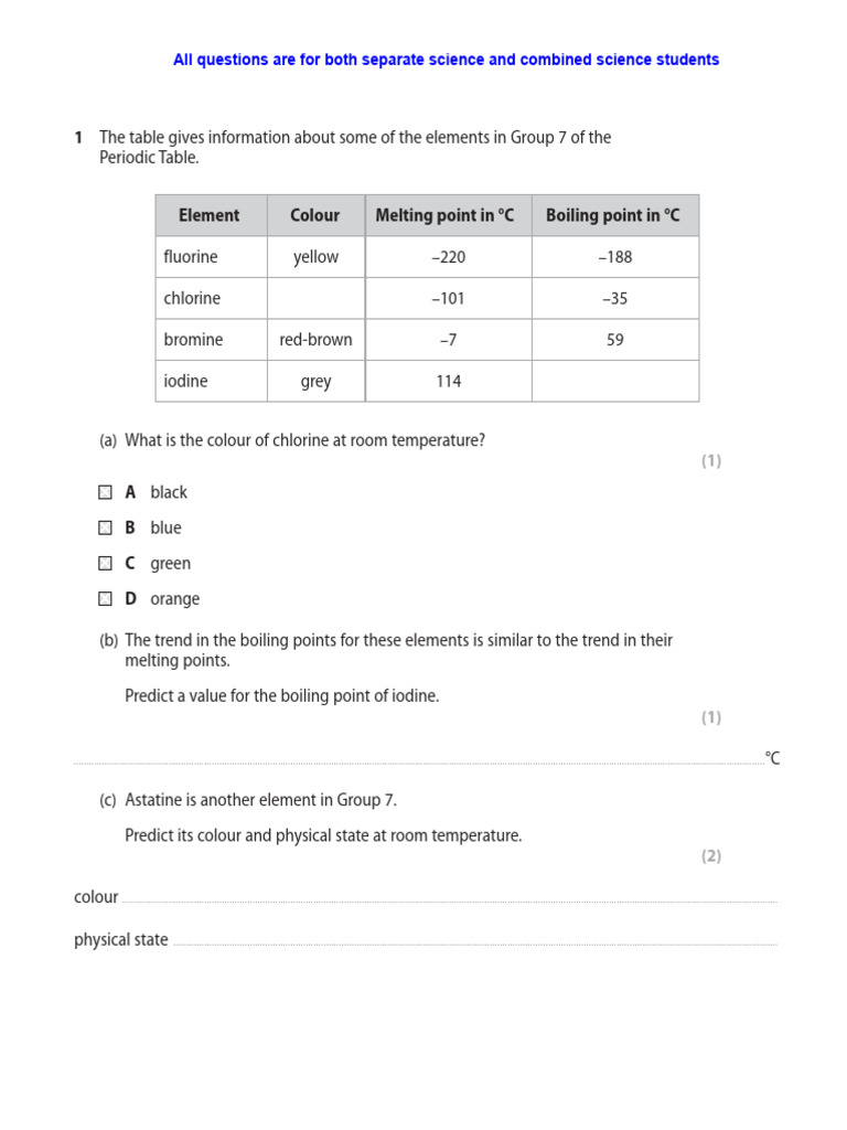 Group 7 Elements: Properties & Reactions | PDF | Iodine | Chlorine