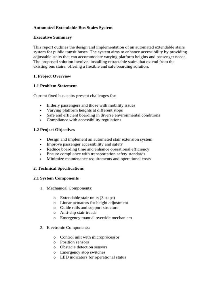 Automated Extendable Bus Stairs System | PDF | Stairs | Bus
