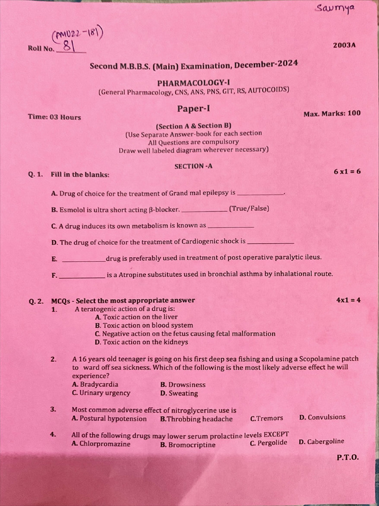 Pharma (UC PAPER 1) | PDF