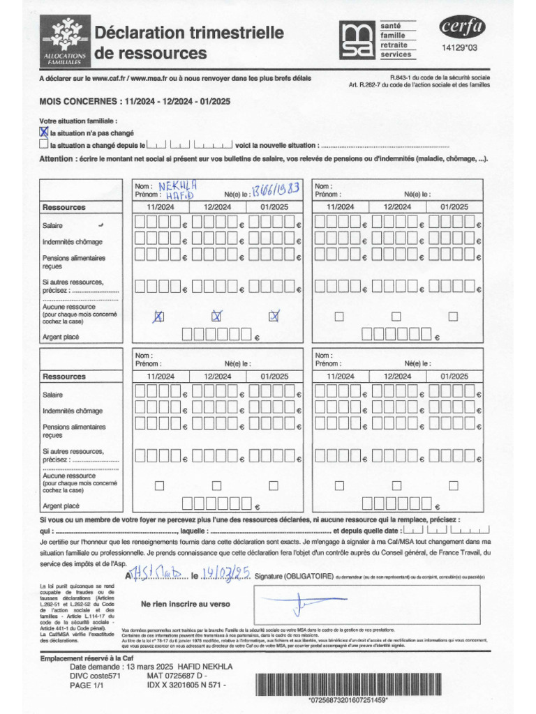 Déclaration Trimestrielle | PDF