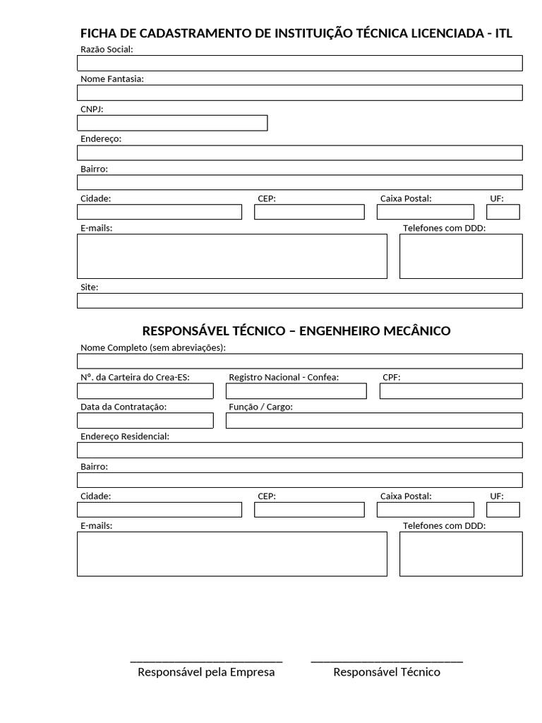 Cadastro de Instituição Técnica Licenciada | PDF