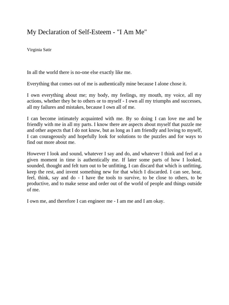 My Declaration of Self Esteem | PDF