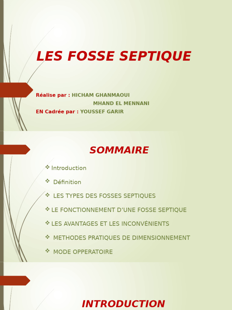 Définition et Types de Fosses Septiques | PDF | Fosse septique ...