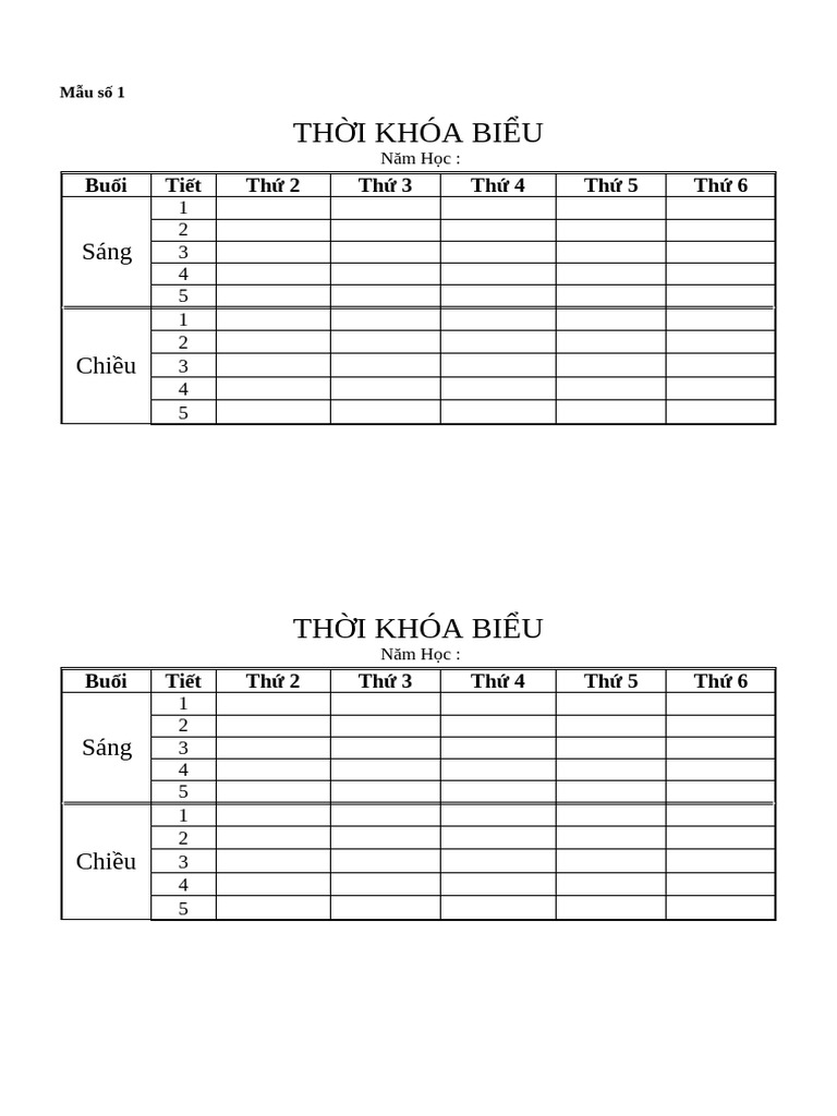 Mau Thoi Khoa Bieu Danh Cho Giao Vien | PDF