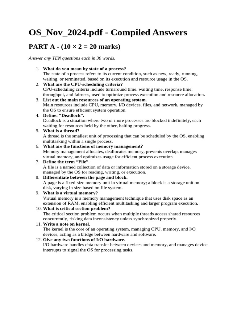OS - Nov - 2024.pdf - Compiled Answers | PDF | Operating System | Kernel (Operating System)
