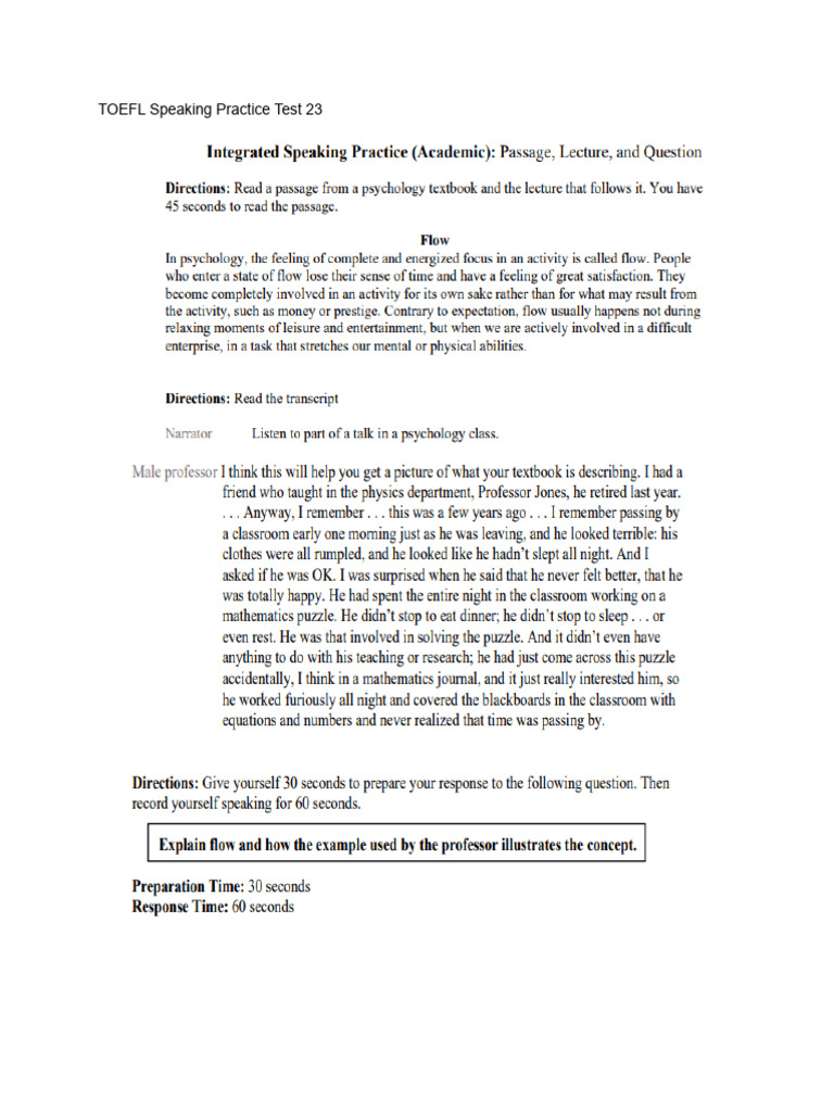 10 TOEFL Speaking Practice Test | PDF