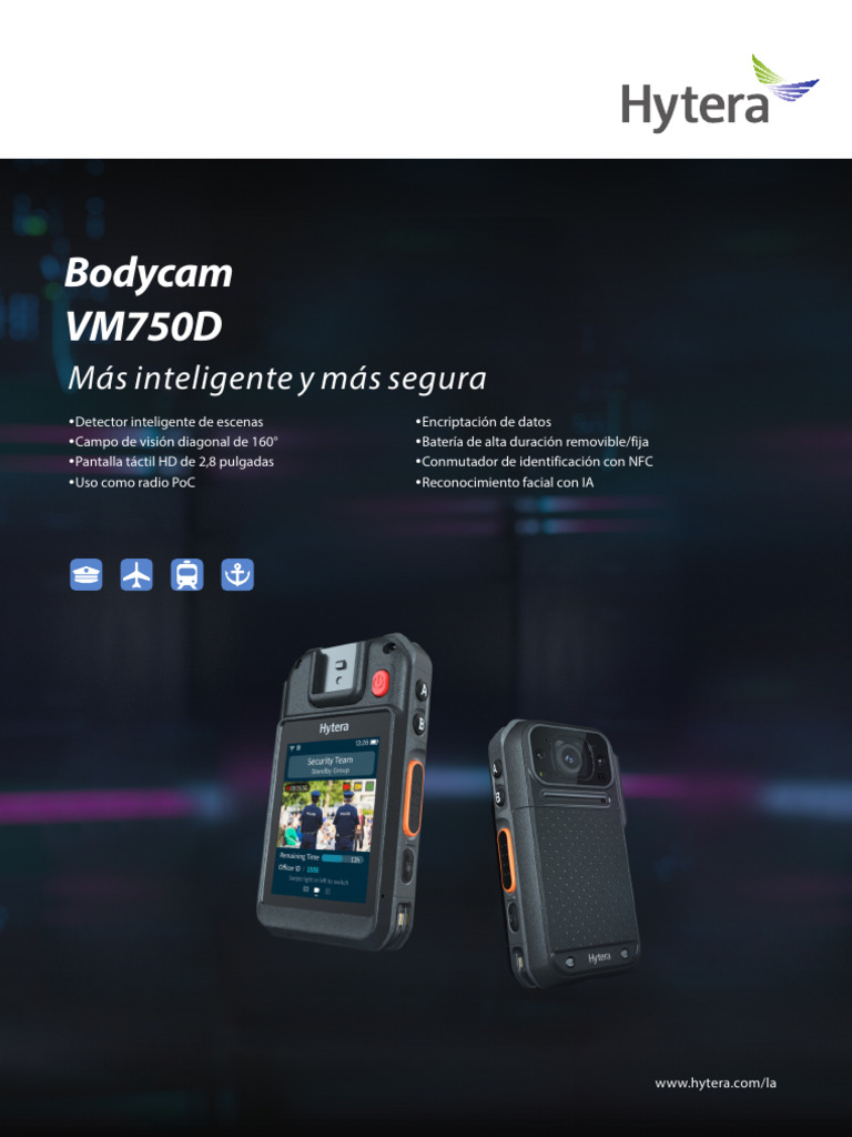 ES VM750D Body+Worn+Camera Brochure 20240929 | PDF | Micrófono | Inteligencia artificial