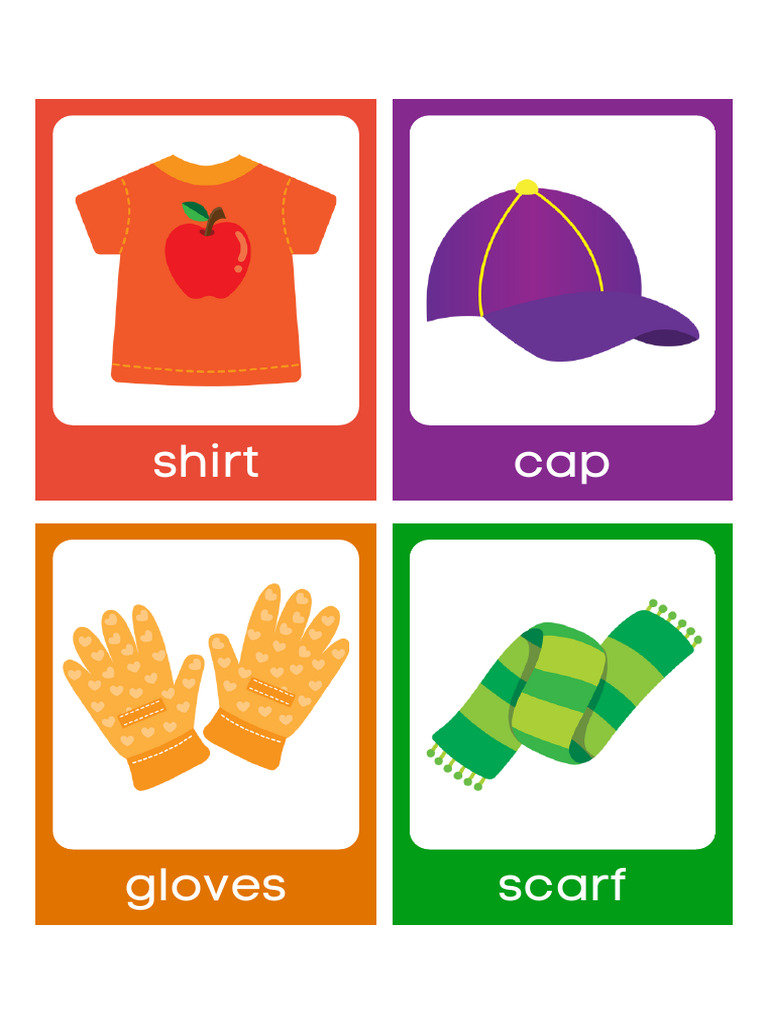 Fun ESL Activity - Clothes Flash Cards or Memory Cards | PDF