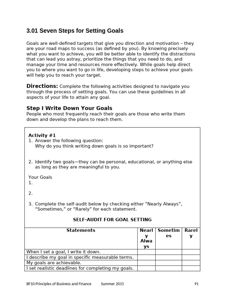 Goal Setting: 7 Essential Steps | PDF | Goal | Motivational