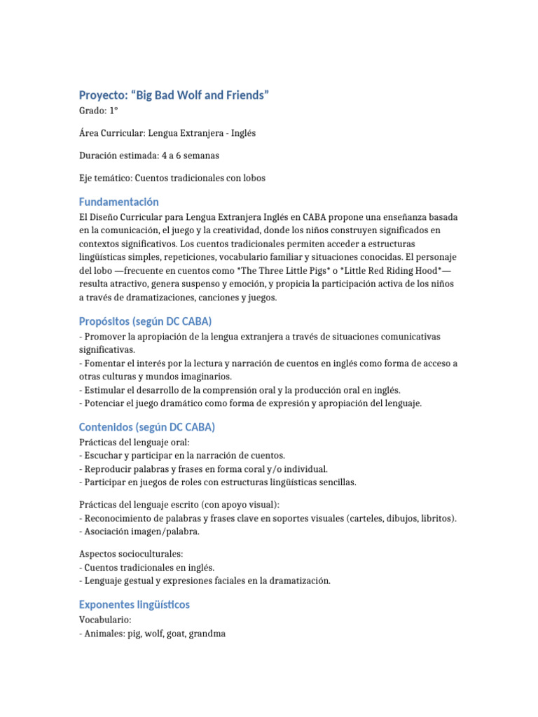 Proyecto Big Bad Wolf CABA | PDF | Comunicación humana
