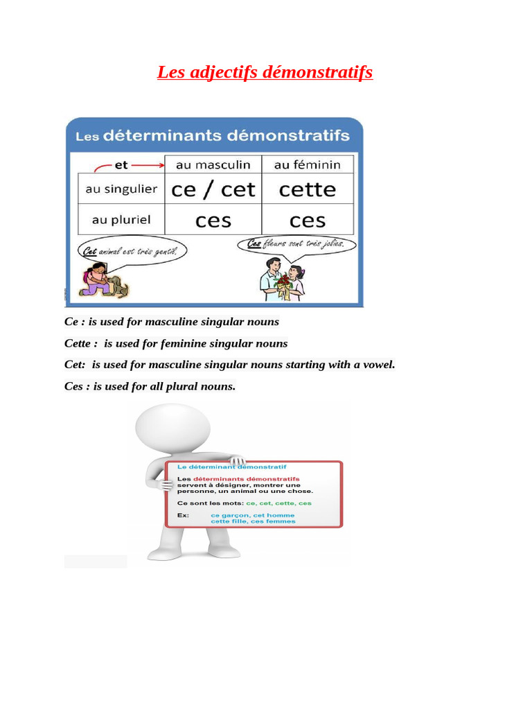 Adjectifs démonstratifs en français | PDF