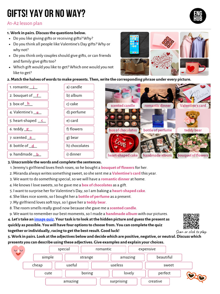 A1-A2 Gifts! Yay or No Way A4 Worksheet TV | PDF | Valentine's Day