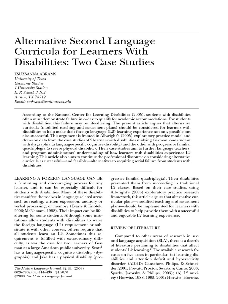 Alternative Curriculum For Students With Learning Disabilities | PDF | Dyslexia | Learning ...