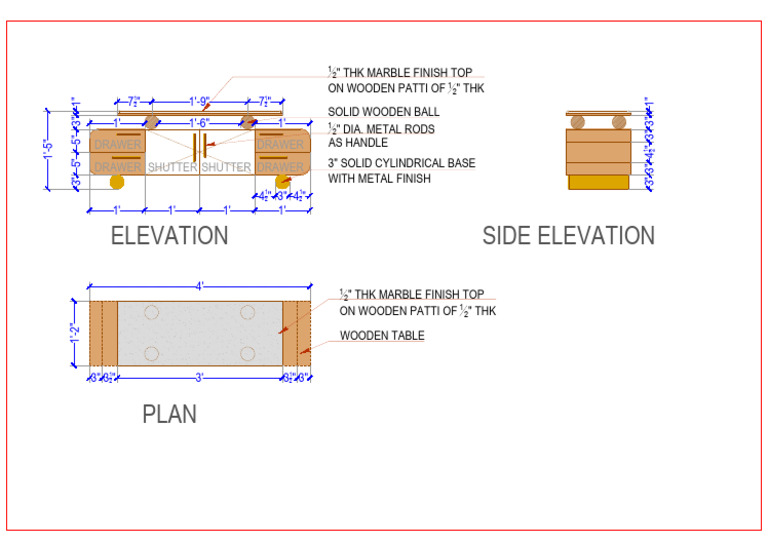 Elevation Side Elevation: Drawer Drawer Drawer Drawer Shutter Shutter | PDF