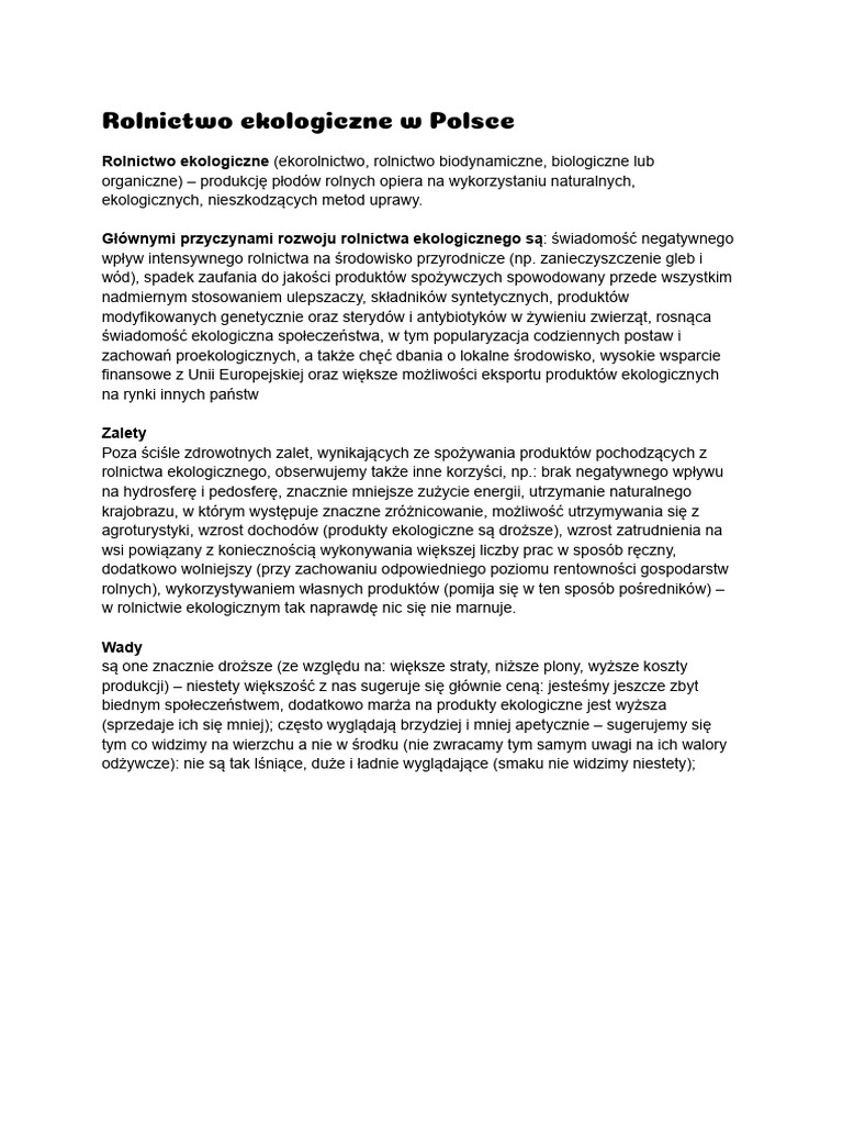 Rolnictwo Ekologiczne W Polsce | PDF