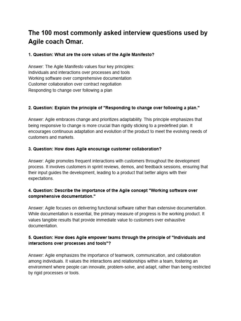 100 Interview Questions & Answers | PDF | Scrum (Software Development) | Agile Software Development