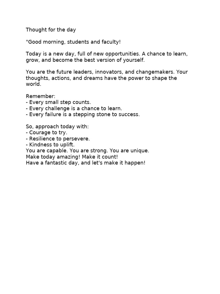 Good Morning, Students and Fa | PDF