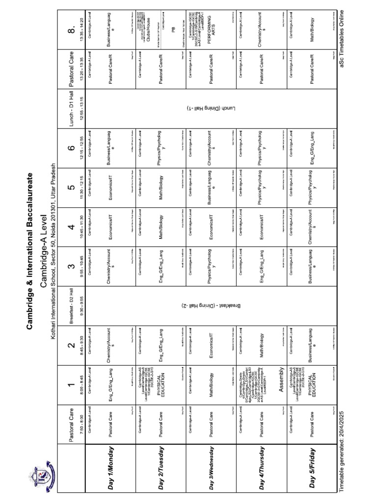 Grade A Time Table | PDF