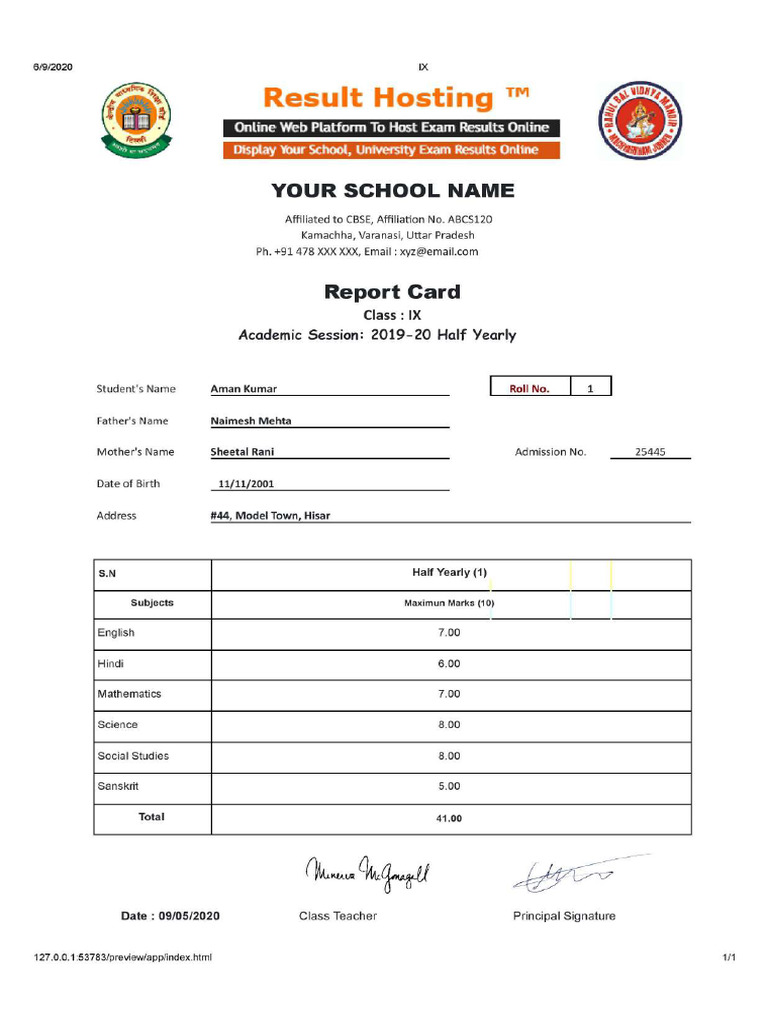Online Exam Result Pdf