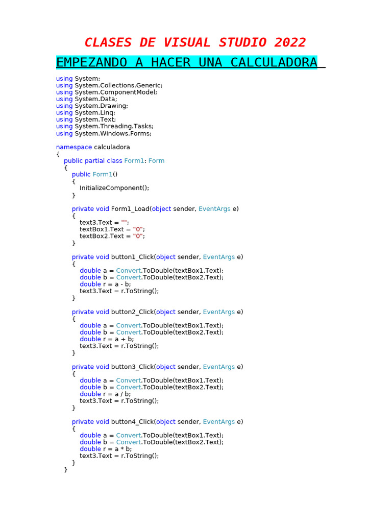 Clases de Visual Studio 2022 | PDF | Parameter (Computer Programming ...