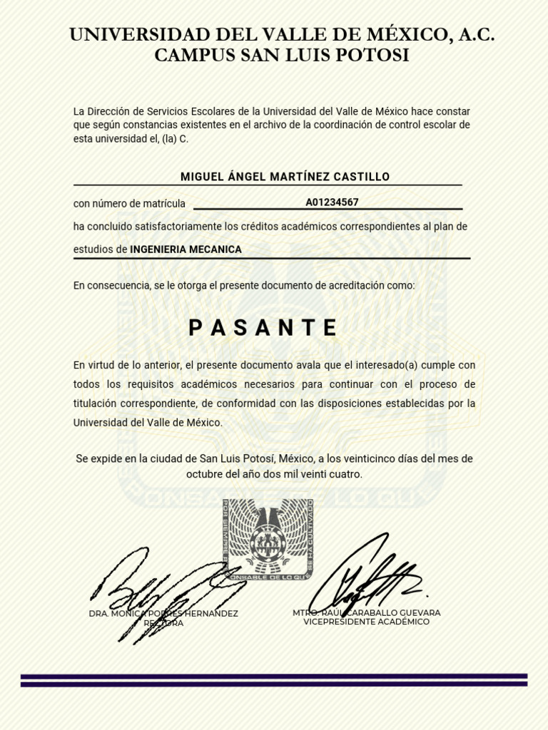 Carta Pasante Uvm PDF | PDF