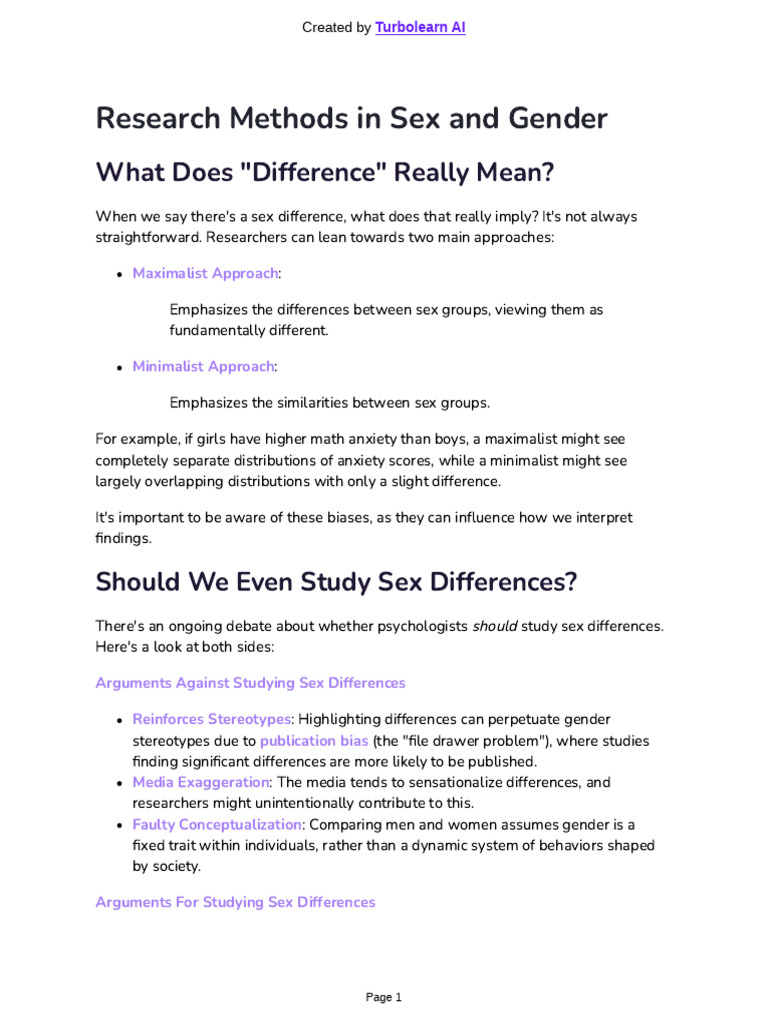 MAM CH 1 Research Methods in Sex and Gender | PDF | Effect Size ...